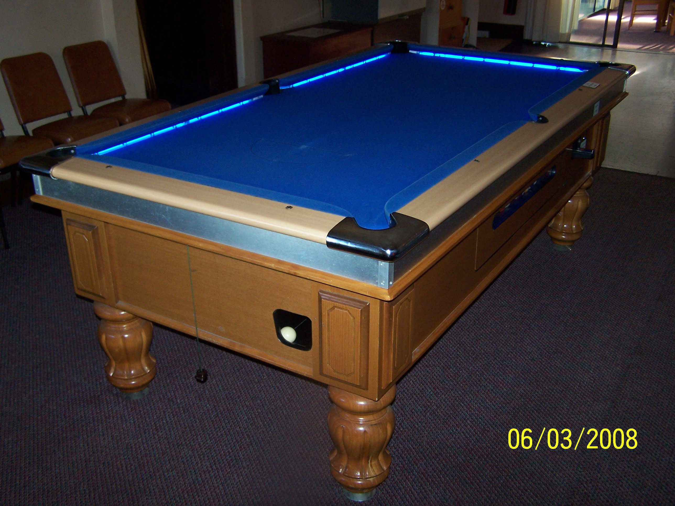 Deluxe Tassie Oak LED Coin Operated Commercial Pub Pool Table 7ft